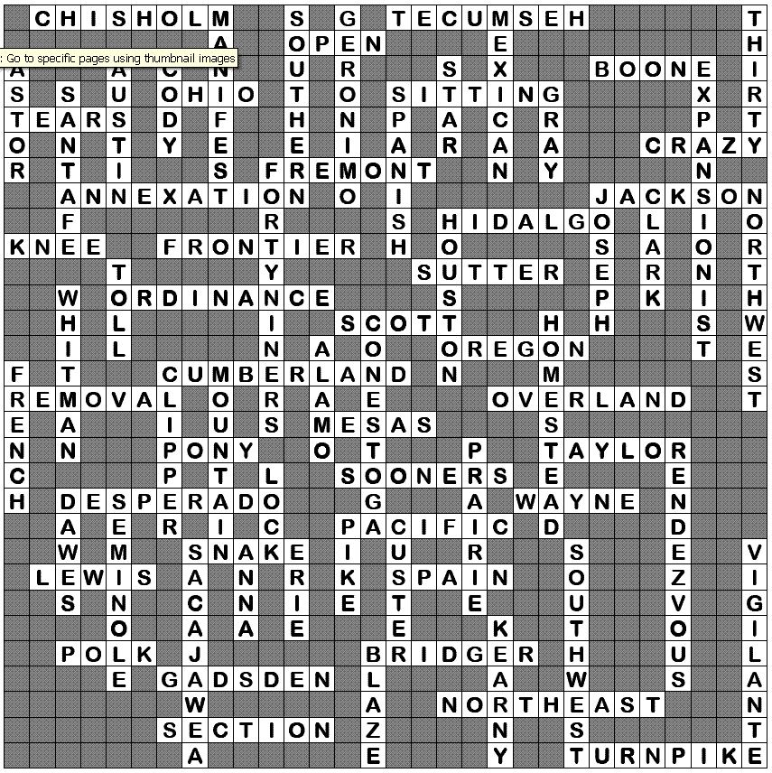 Academic Crossword Puzzles For The Classroom - US History Solution